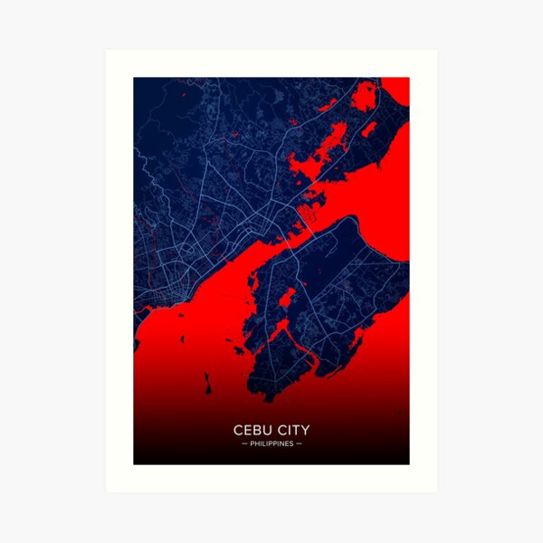 Lámina artística «Impresión del mapa de la ciudad de Cebu, cartel del ...