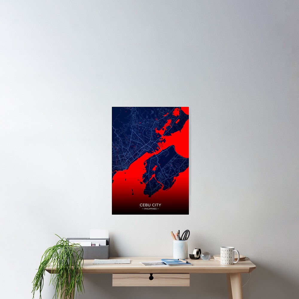 Póster «Impresión del mapa de la ciudad de Cebu, cartel del mapa de la ...