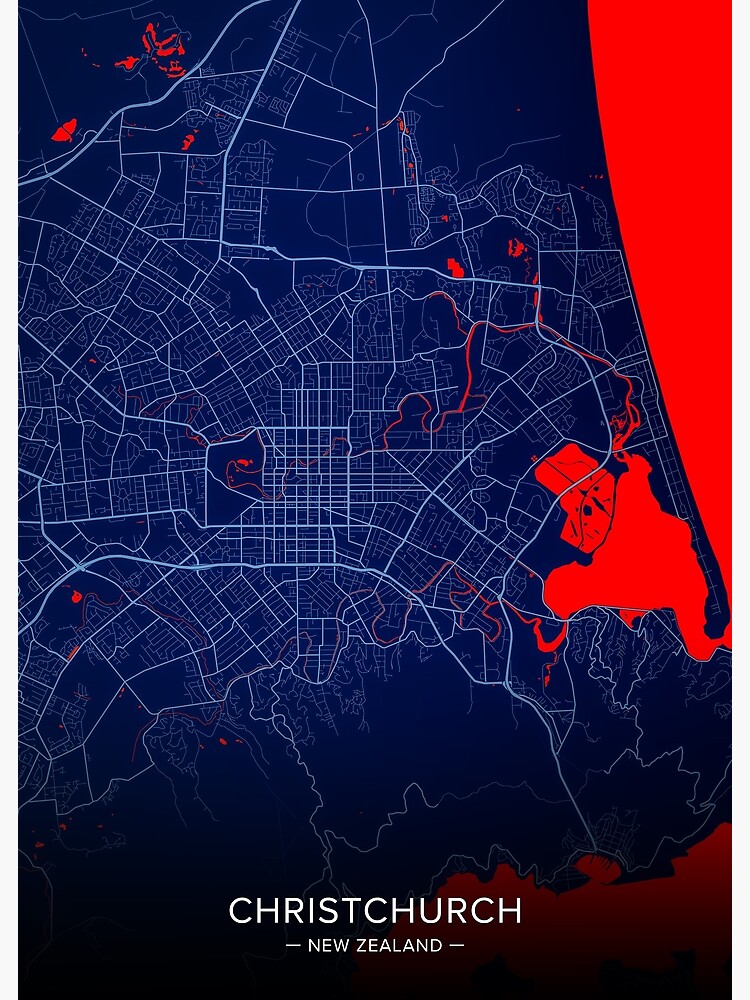 "Christchurch City Map Print, Christchurch City Map Poster ...