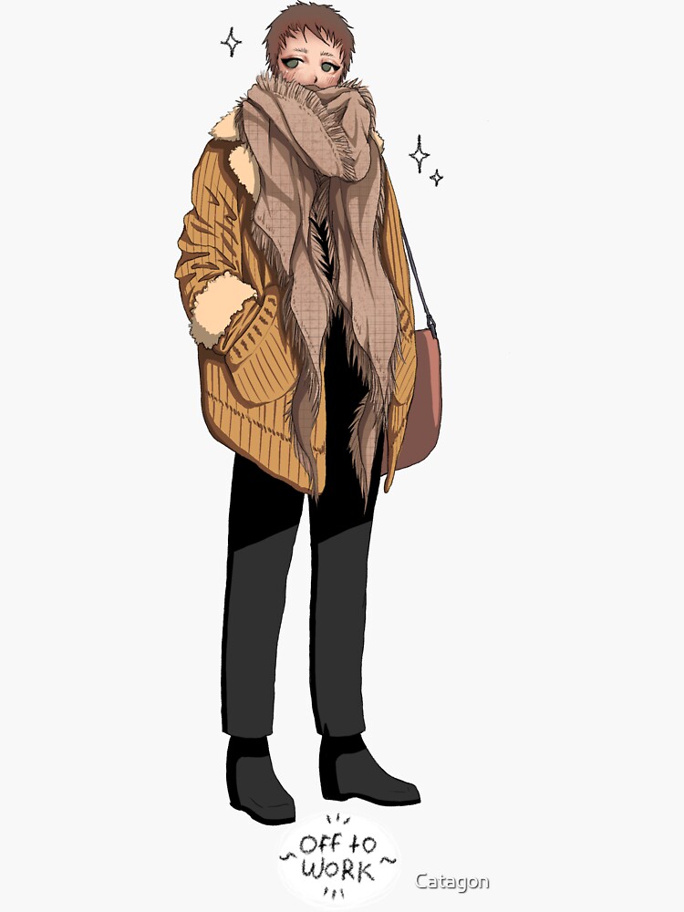 "Off To Work Anime Girl" Sticker for Sale by Catagon | Redbubble