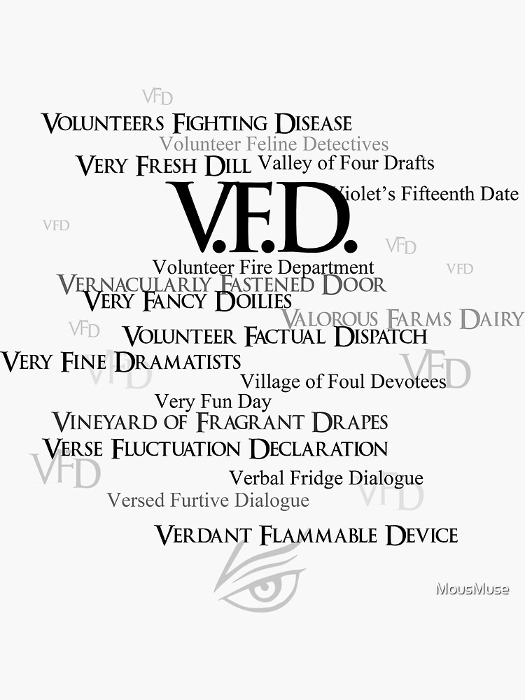 "VFD" Sticker for Sale by MousMuse | Redbubble