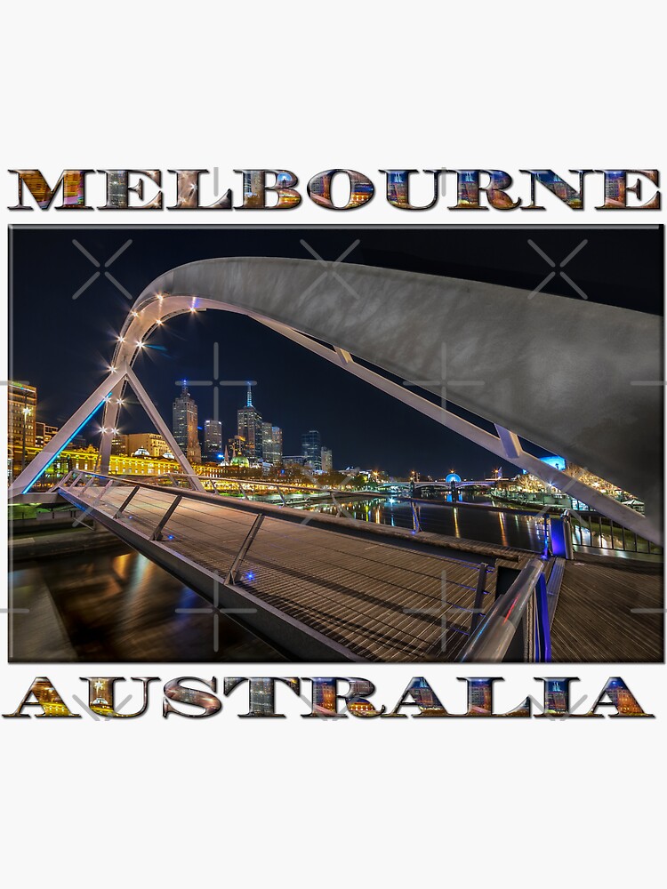 "Southgate Bridge At Night (wide poster edition on black)" Sticker for ...