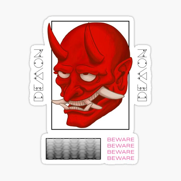 "Japanese Demon Head" Sticker by Wachi-A | Redbubble