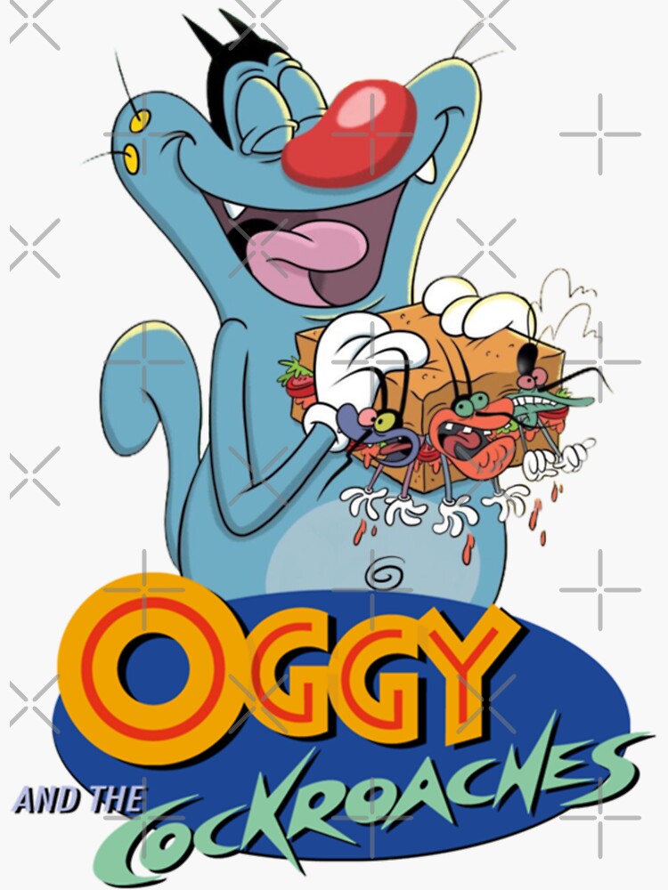 "Oggy and the cockroaches " Sticker by shining-art | Redbubble