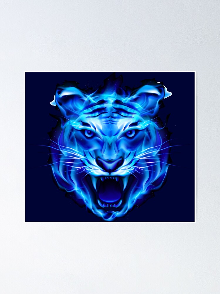"Blue fire tiger head " Poster by Rachidsolution | Redbubble