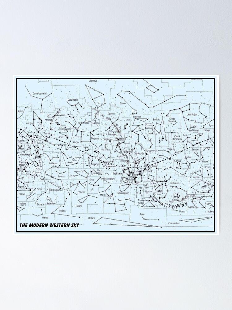 Póster « CIELO OCCIDENTAL MODERNO: Impresión de mapa de estrellas de ...