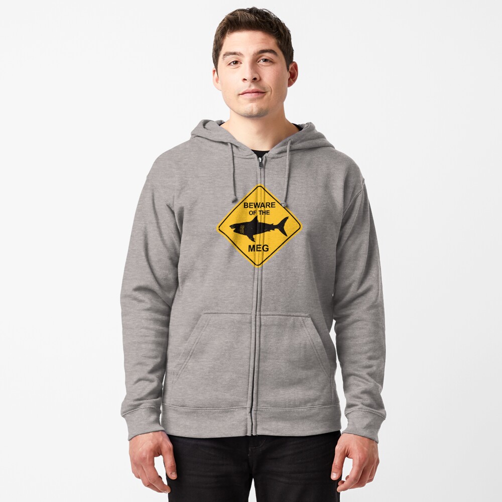 "Beware of the Megalodon - Meg Warning Sign" Sticker for Sale by ...