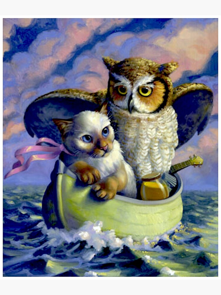 "OWL and the PUSSYCAT : Vintage Art Nursery Rhyme Advertising Print ...