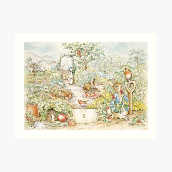 "Peter Rabbit - Beatrix Potter Garden Illustration" Art Print for Sale ...
