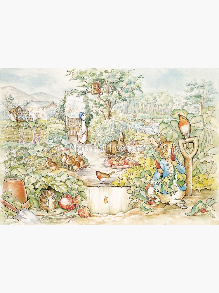 "Peter Rabbit - Beatrix Potter Garden Illustration" Sticker for Sale by ...