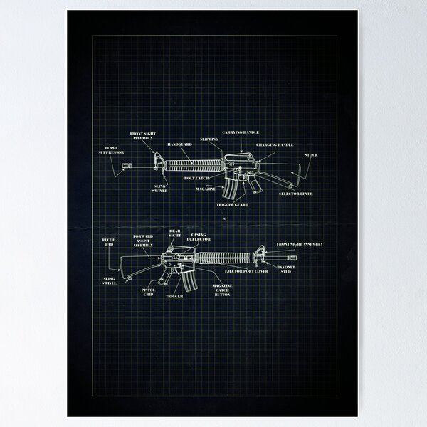 "M16 A1 Blueprint" Poster for Sale by abdulsenpai | Redbubble