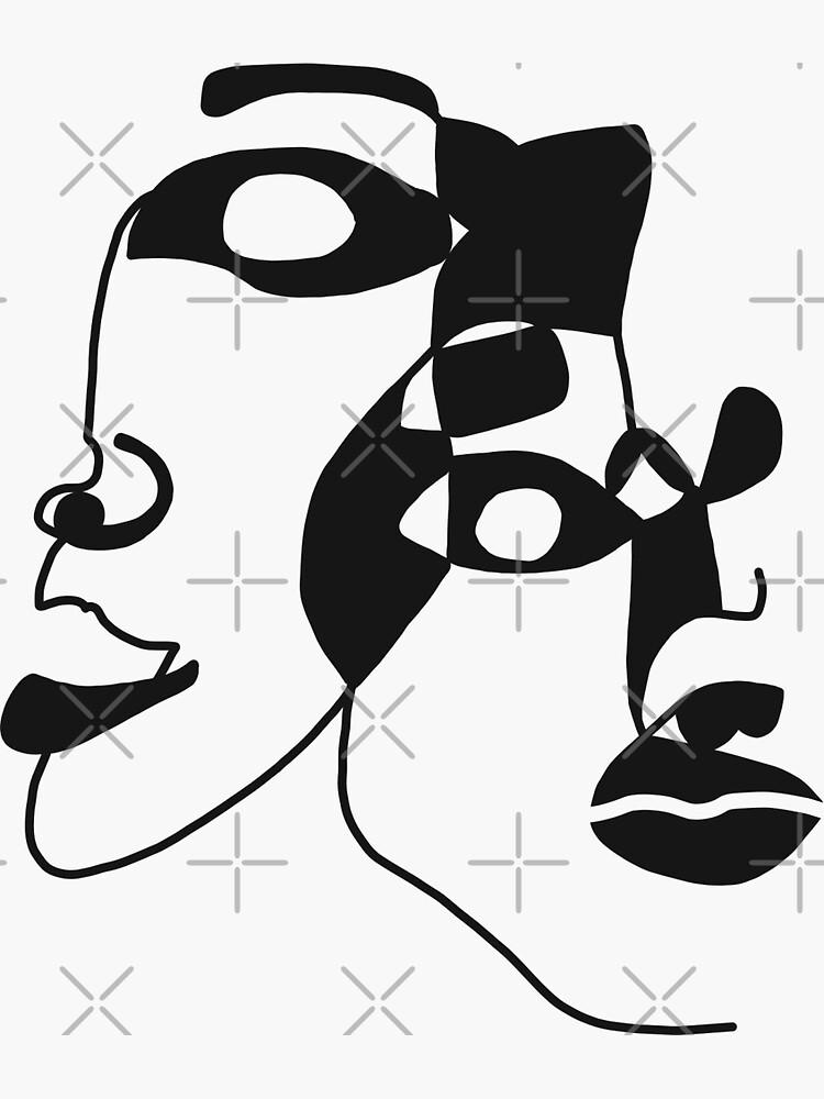 "Abstract line art of two faces" Sticker for Sale by Soph-design ...