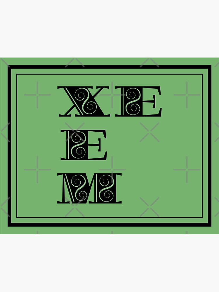 "Pronouns xe xem black green" Sticker by GrammarDance | Redbubble