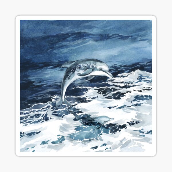 "Jumping Dolphin" Sticker for Sale by LuciaS | Redbubble
