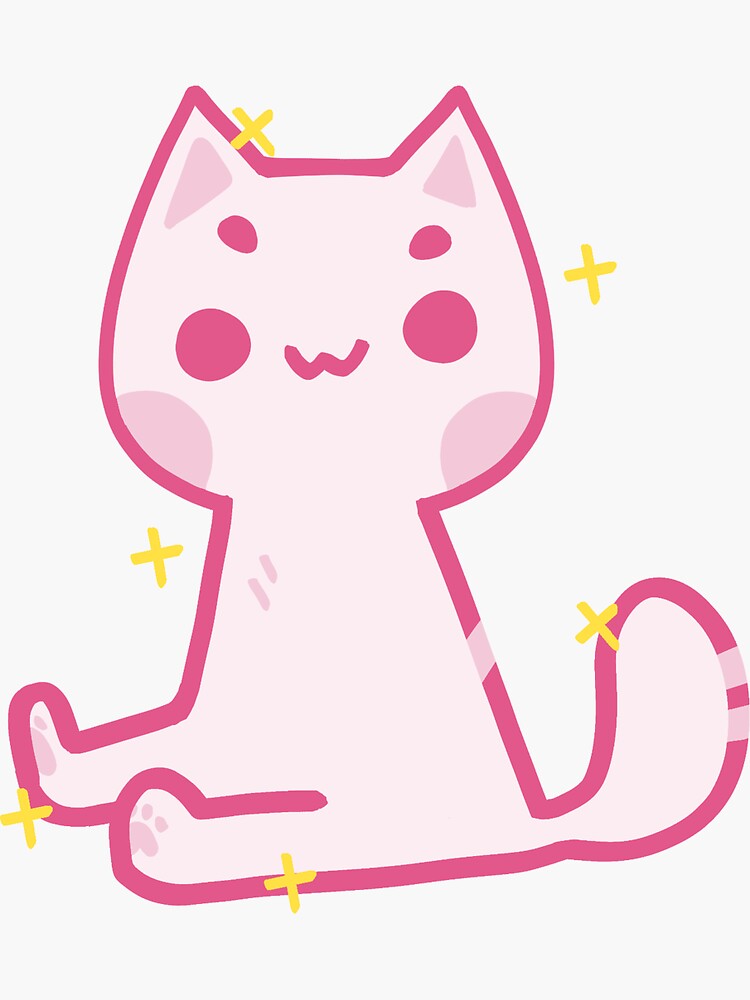 "Kawaii pink cute cat" Sticker for Sale by dindincafe | Redbubble