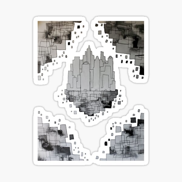 "Cubic city" Sticker by KTpaintings | Redbubble