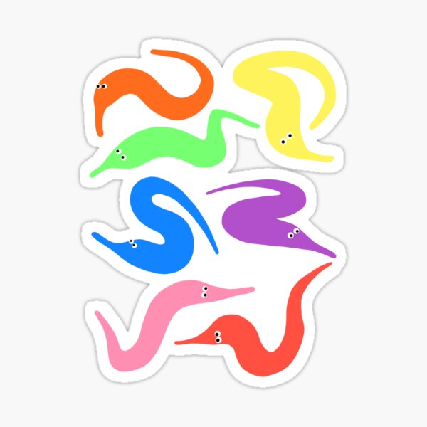 "Rainbow Worms on a String" Sticker for Sale by AlyshaNewton | Redbubble