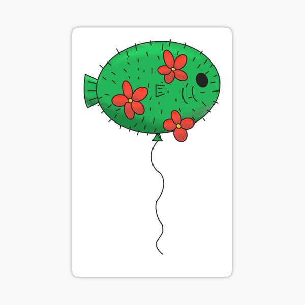 "Cactus Fish Balloon" Sticker for Sale by Squidneeeee | Redbubble