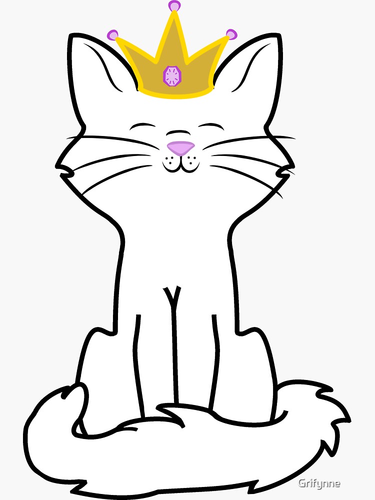 "White Cat Princess with Gold Crown" Sticker by Grifynne | Redbubble
