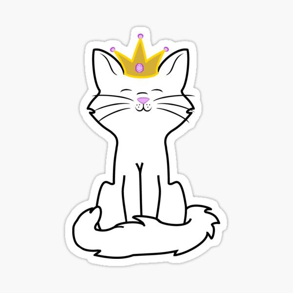 "White Cat Princess with Gold Crown" Sticker by Grifynne | Redbubble