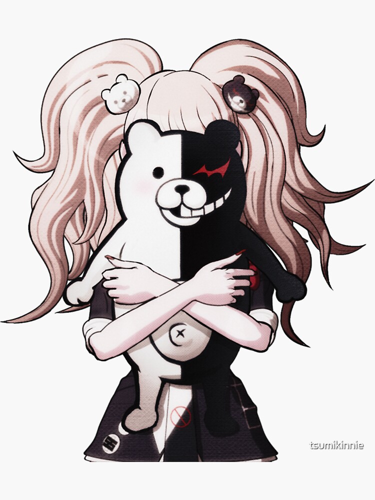 "JUNKO ENOSHIMA WITH MONOKUMA" Sticker for Sale by tsumikinnie | Redbubble