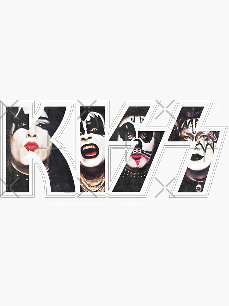 "KISS the band logo with members in it" Sticker for Sale by tipicool ...