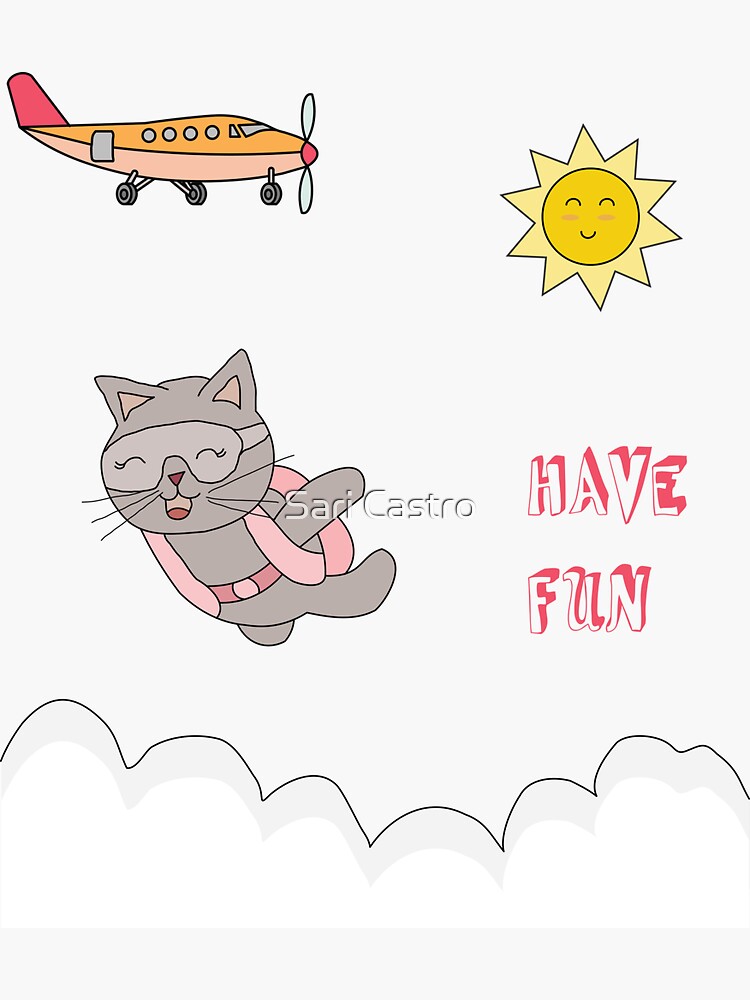"Cat skydiving" Sticker by saricastro89 | Redbubble