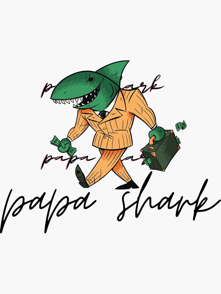 "Papa Shark - Papa Shark" Sticker by Nasusu | Redbubble