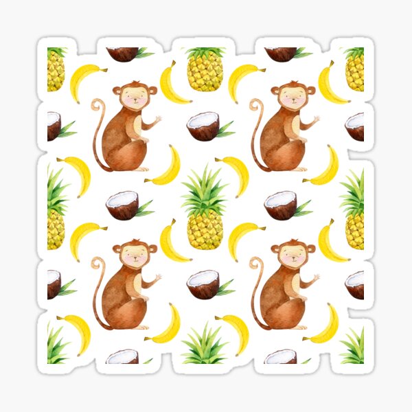 "Cute Monkey and His Banana " Sticker for Sale by juleeher | Redbubble