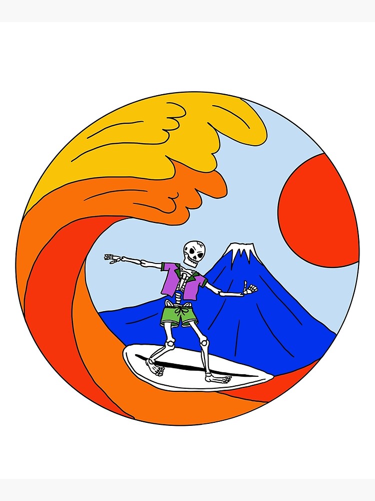 "Skeleton Rides The Great Heatwave - survive the global warming" Poster ...