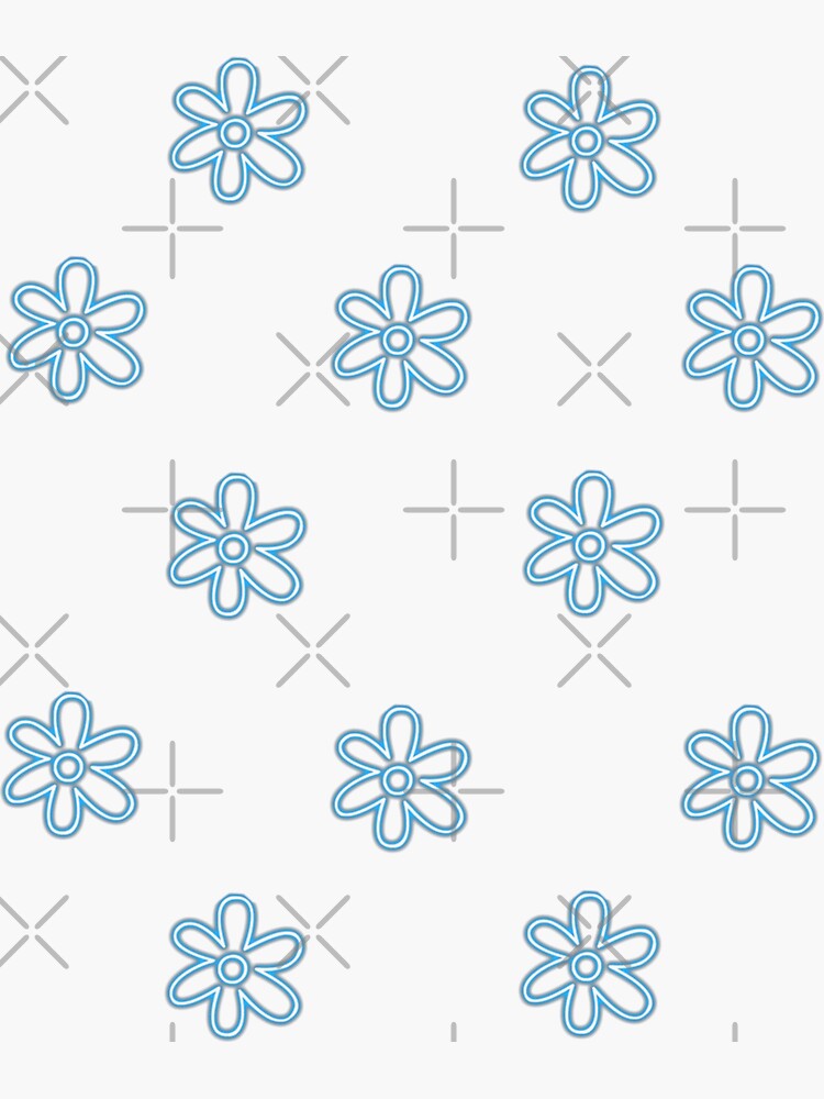 "neon blue flowers" Sticker for Sale by KarenCashel | Redbubble