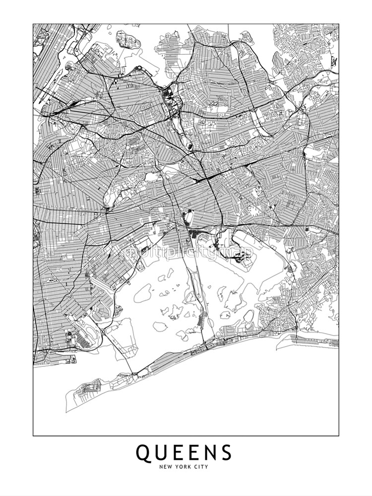 "Queens White Map" Poster for Sale by multiplicitymap | Redbubble