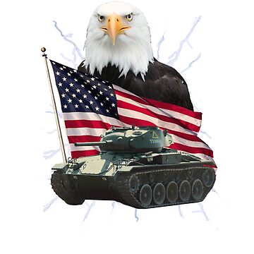 "MERICA Very Cool American Flag Eagle Tank & Lightning All In One " Pin ...