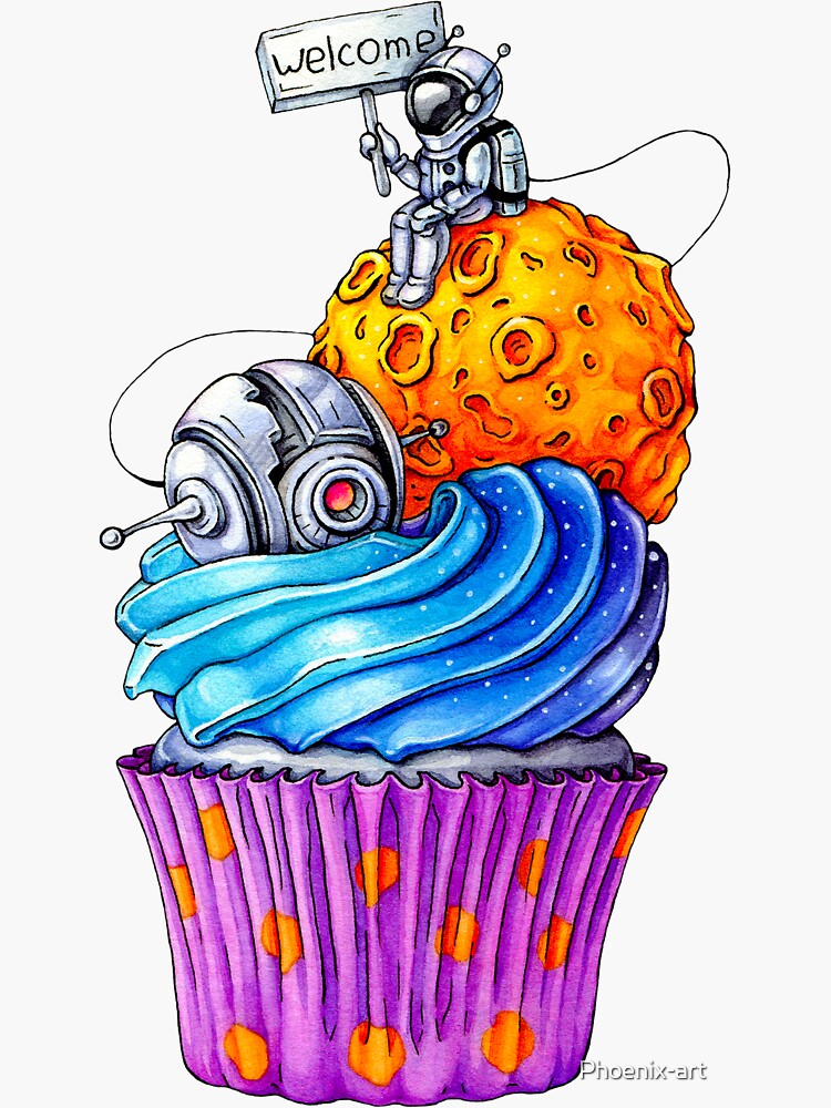 "Cosmo Cupcake watercolor print" Sticker for Sale by Phoenix-art ...