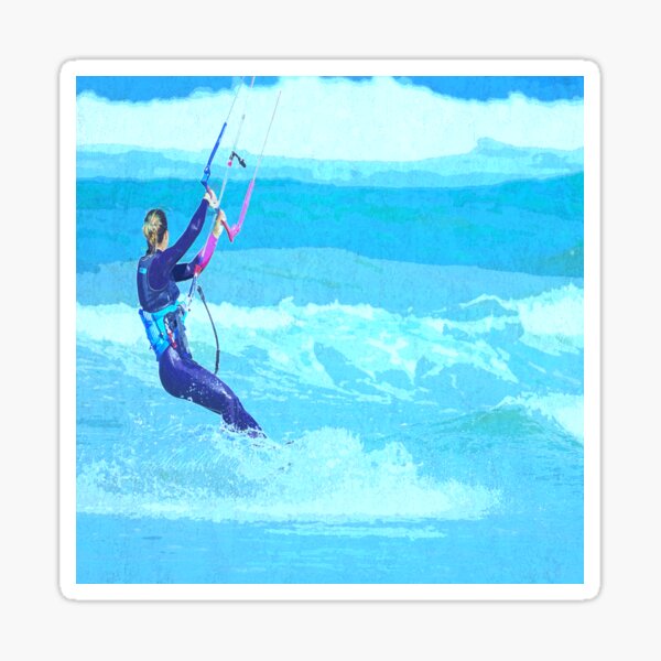 "Kitesurfing Surfing girl Water Painting" Sticker for Sale by ...