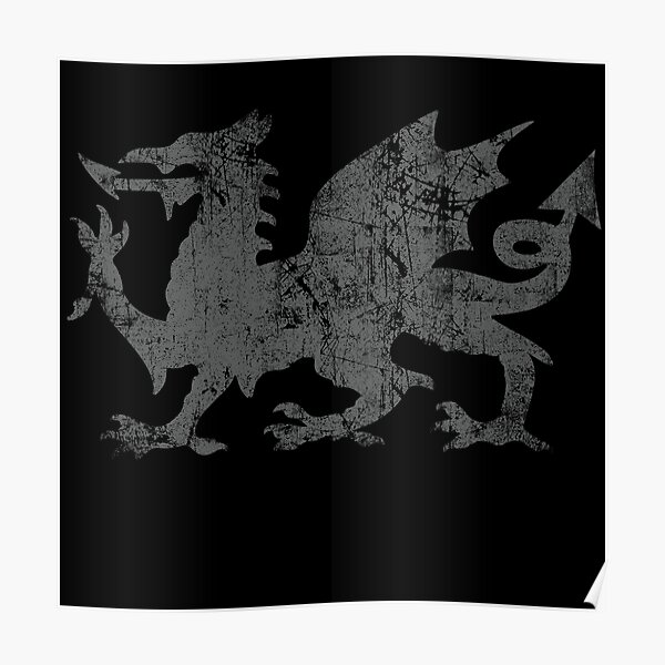 "Welsh Dragon Rampant Heraldry Flag of Wales" Poster by Keleonie ...
