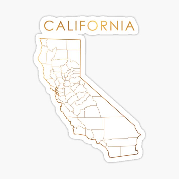 "California Gold State Counties Map" Sticker for Sale by Travel2NZ ...