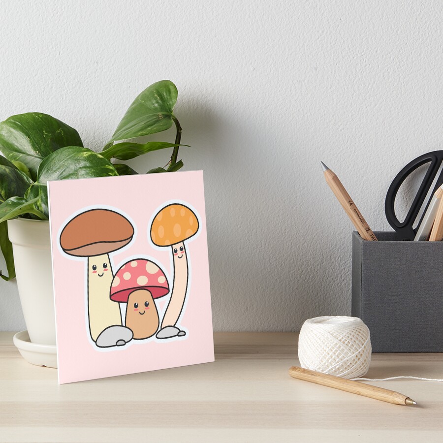 Lámina rígida «Lindo diseño de dibujos animados de setas Kawaii» de ...