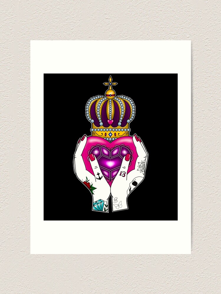 "Royal Love Cute Heart Crown Tattoo Design" Art Print by HelenaMorpho ...