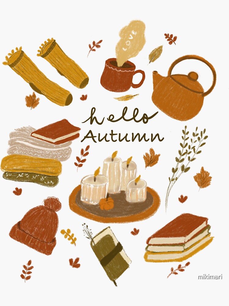 "Autumn Cozy Vibes" Sticker for Sale by mikimari | Redbubble