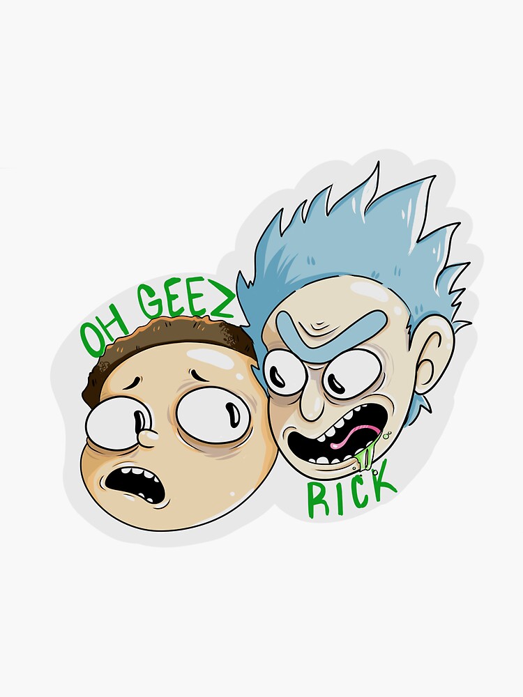 "Oh geez Rick" Sticker for Sale by MushyMangoshops | Redbubble