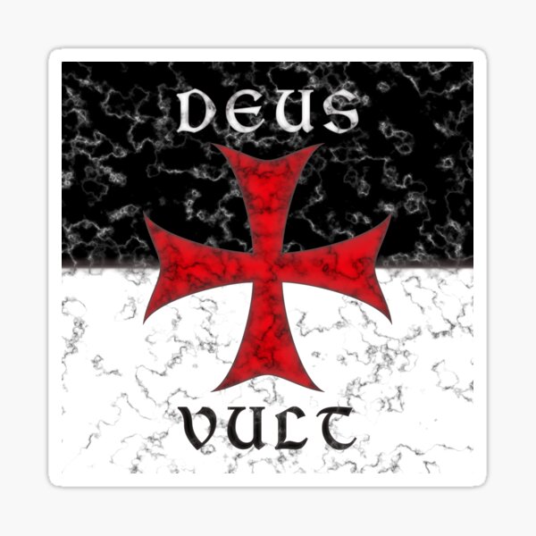 "Deus Vult Crusader Cross in Marble" Sticker for Sale by SolarCross ...