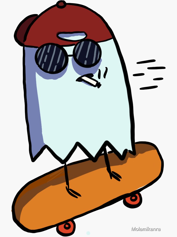 "Skating Ghost" Sticker by Molamikanra | Redbubble