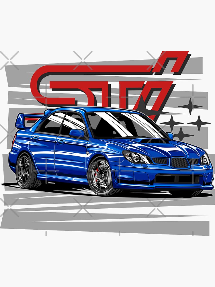 "Blue Subie STI" Sticker for Sale by idrdesign | Redbubble
