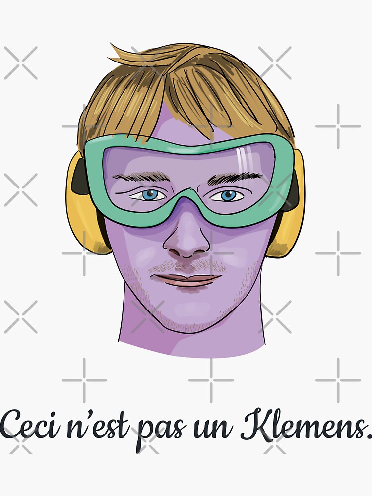 Pegatina «Klemens Hatari en el mundo Magritte» de marinellads | Redbubble