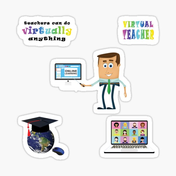 "Virtual Teaching. Online Learning." Sticker for Sale by green-sky ...