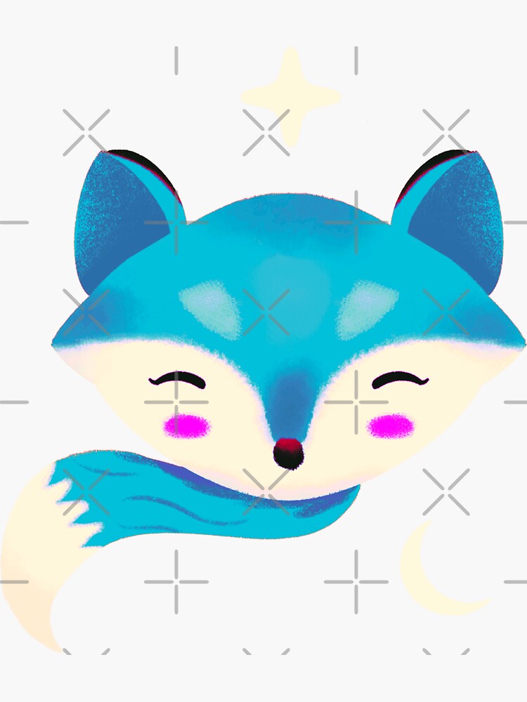 "Cute Magical Fox (Arctic Blue)" Sticker by KaidoWind | Redbubble