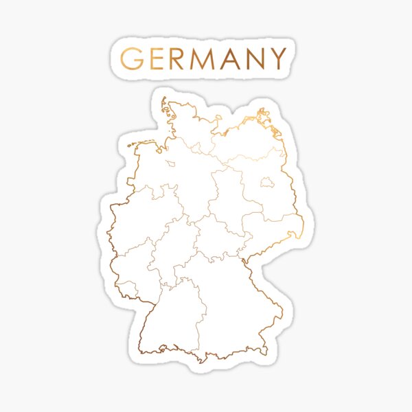 "Germany Gold Outline Map with Regions" Sticker for Sale by Travel2NZ ...