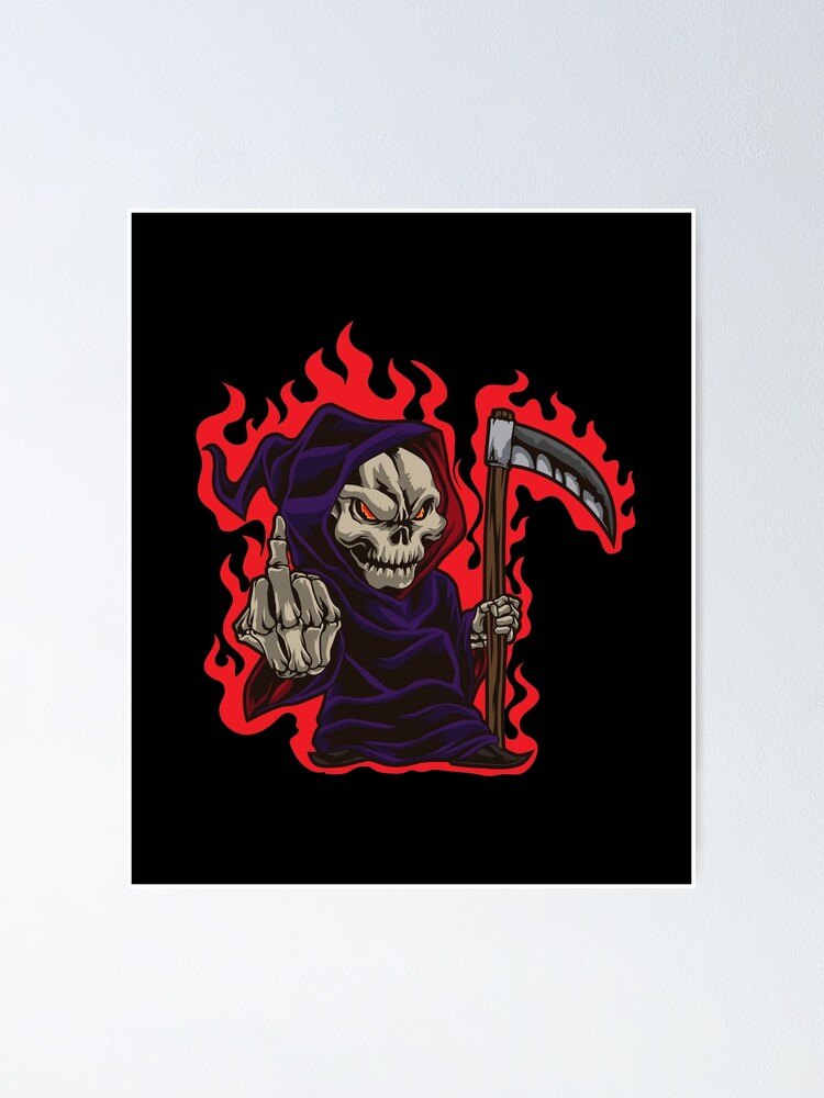 "Grim Reaper Middle Finger" Poster by anziehend | Redbubble