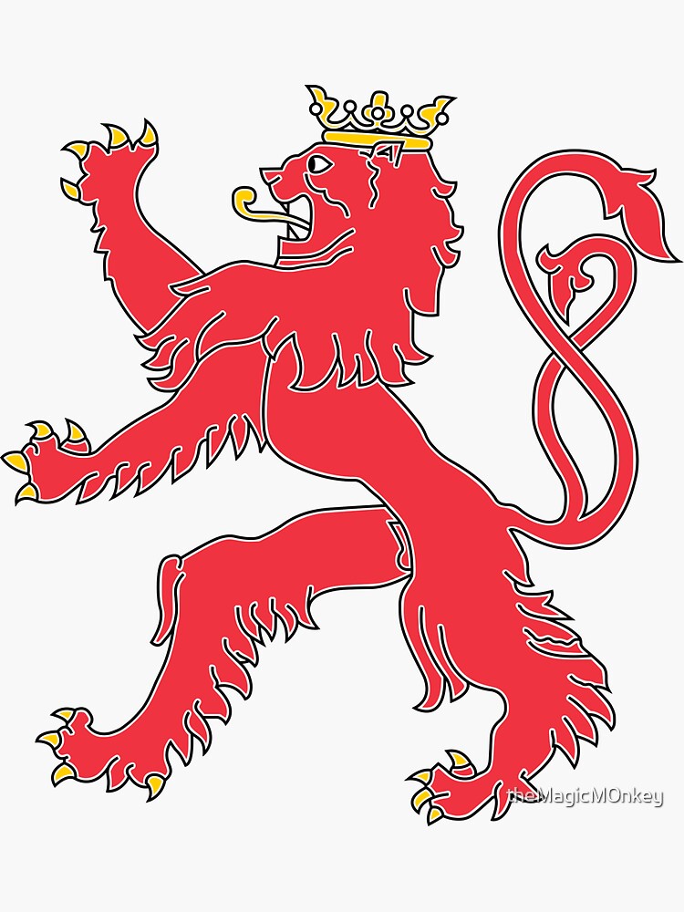 "Roude Léiw / Roter Löwe" Sticker von theMagicM0nkey | Redbubble